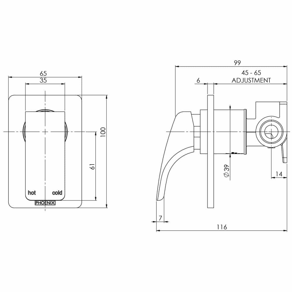 Rush Shower / Wall Mixer - Phoenix Tapware