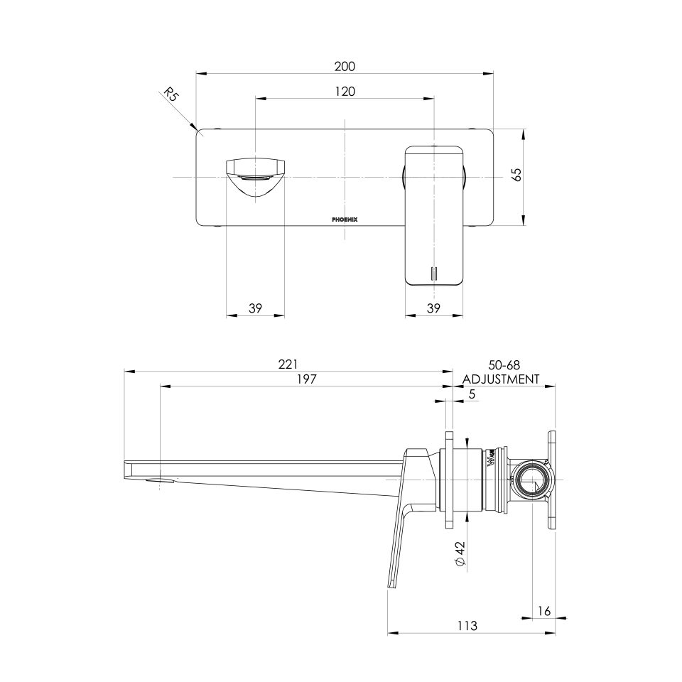 Enviro316 Wall Basin / Bath Mixer Set 200mm – Phoenix Tapware
