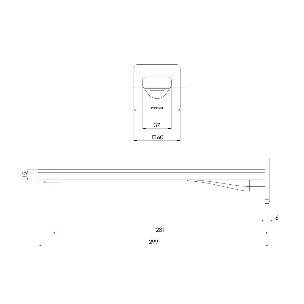 Radii Wall Bath Outlet 280mm - Phoenix Tapware