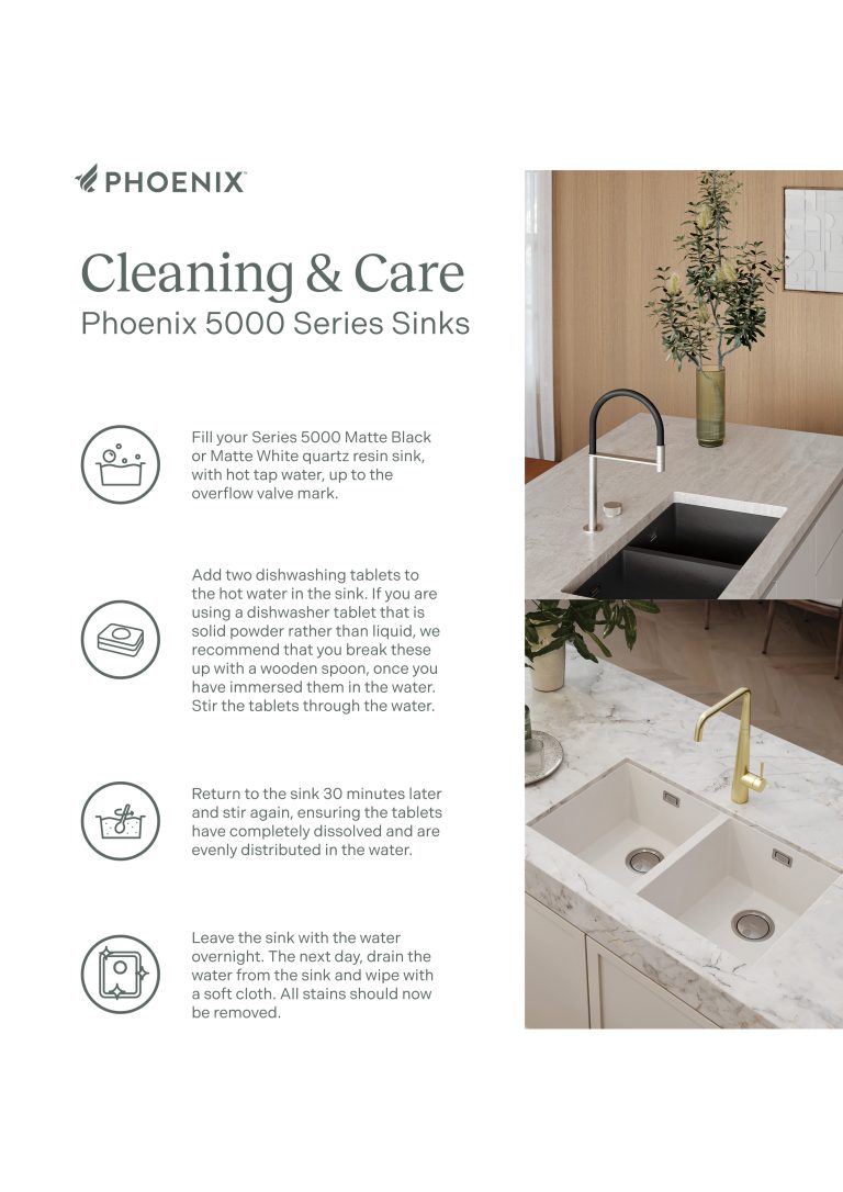 Advanced Sink Cleaning & Care - 5000 Series Sinks - Phoenix Tapware