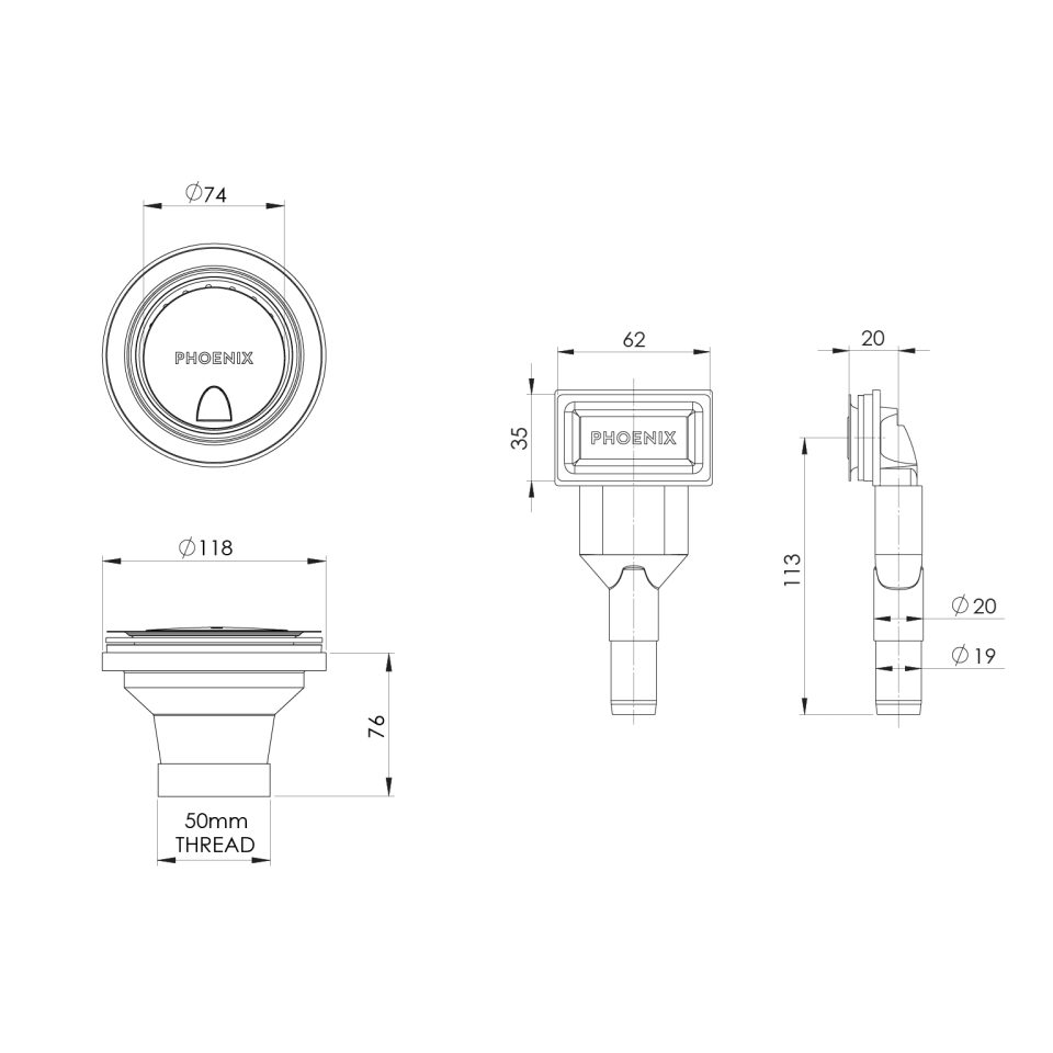 Covered Sink Basket Waste with Overflow - Phoenix Tapware